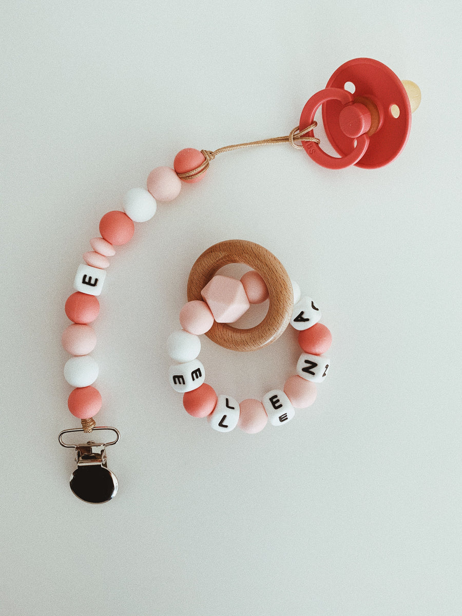 Olivia | Personalized Baby Pacifier + Teether – Tam Tam Baby